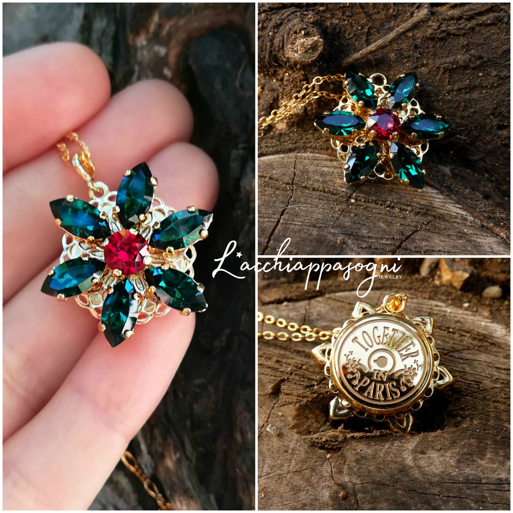 Anastasia ENGRAVED Necklace Together in Paris EMERALD M ...